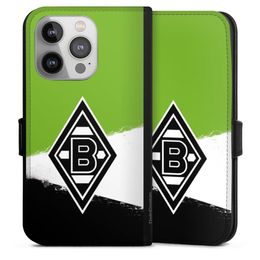 DeinDesign iPhone 14 Pro Handy Klapph&uuml;lle Handyh&uuml;lle aus Kunst Leder schwarz Flip Case Borussia M&ouml;nchengladbach Bmg Official Licensed Product Sideflip mit langer