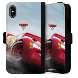 DeinDesign iPhone X Handy Klapph&uuml;lle Handyh&uuml;lle aus Kunst Leder schwarz Flip Case Lightning Mcqueen 95 Official Licensed Product Cars Sideflip mit langer Lasche