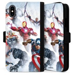 DeinDesign iPhone X Handy Klapph&uuml;lle Handyh&uuml;lle aus Kunst Leder schwarz Flip Case Marvel Avengers Official Licensed Product Sideflip mit langer Lasche