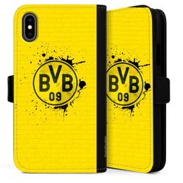 DeinDesign iPhone X Handy Klapph&uuml;lle Handyh&uuml;lle aus Kunst Leder schwarz Flip Case Official Licensed Product Bvb Borussia Dortmund Sideflip mit langer Lasche