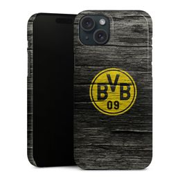 DeinDesign iPhone 15 Plus Handy Premium Case Smartphone Handyh&uuml;lle Schutzh&uuml;lle gl&auml;nzend Wooden Look Bvb Borussia Dortmund Premium Case