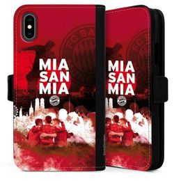 DeinDesign iPhone X Handy Klapph&uuml;lle Handyh&uuml;lle aus Kunst Leder schwarz Flip Case Mia San Mia Fcb Fc Bayern M&uuml;nchen Sideflip mit langer Lasche