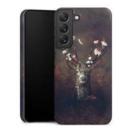 DeinDesign Galaxy S22 Handy Premium Case Smartphone Handyh&uuml;lle Schutzh&uuml;lle gl&auml;nzend Reindeer Flowers Rehe Premium Case