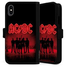 DeinDesign iPhone X Handy Klapph&uuml;lle Handyh&uuml;lle aus Kunst Leder schwarz Flip Case Band Acdc Official Licensed Product Sideflip mit langer Lasche