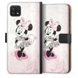DeinDesign Galaxy A22 5G Handy Klapph&uuml;lle Handyh&uuml;lle aus Kunst Leder schwarz Flip Case Minnie Mouse Vintage Disney Sideflip mit langer Lasche
