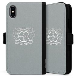 DeinDesign iPhone X Handy Klapph&uuml;lle Handyh&uuml;lle aus Kunst Leder schwarz Flip Case Bayer 04 Leverkusen Coat Of Arms Official Licensed Product Sideflip mit langer 