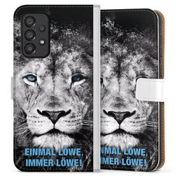 DeinDesign Galaxy A33 5G Handy Klapph&uuml;lle Handyh&uuml;lle aus Kunst Leder wei&szlig; Flip Case Tsv 1860 M&uuml;nchen Official Licensed Product Lion Sideflip mit Lasche