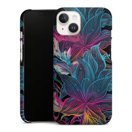 DeinDesign iPhone 14 Handy Premium Case Smartphone Handyh&uuml;lle Schutzh&uuml;lle matt Colourful Flowers Neon Premium Case