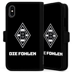 DeinDesign iPhone X Handy Klapph&uuml;lle Handyh&uuml;lle aus Kunst Leder schwarz Flip Case Die Fohlen Gladbach Borussia M&ouml;nchengladbach Sideflip mit langer Lasche