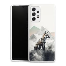 DeinDesign Galaxy A33 5G Handy Silikon H&uuml;lle Case wei&szlig; Handyh&uuml;lle Nature Mountain Fox Silikon Case