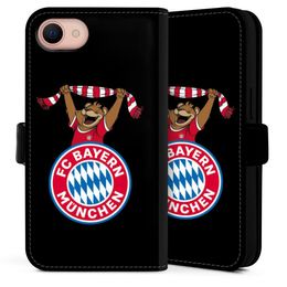 DeinDesign iPhone 16e Handy Klapph&uuml;lle Handyh&uuml;lle aus Kunst Leder schwarz Flip Case Bernie Official Licensed Product Fc Bayern M&uuml;nchen Sideflip mit Lasche