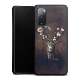DeinDesign Galaxy S20 FE Handy Premium Silikon H&uuml;lle Handyh&uuml;lle schwarz Case Rehe Reindeer Flowers Silikon Premium Case