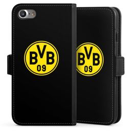 DeinDesign iPhone SE (2020) Handy Klapph&uuml;lle Handyh&uuml;lle aus Kunst Leder schwarz Flip Case Borussia Dortmund Logo Bvb Sideflip mit Lasche