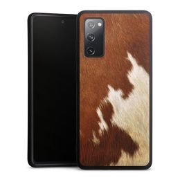 DeinDesign Galaxy S20 FE Handy Premium Silikon H&uuml;lle Handyh&uuml;lle schwarz Case Fur Cow Animal Look Silikon Premium Case