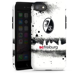DeinDesign iPhone SE (2020) Handy Panzer Handyh&uuml;lle robuste Outdoor H&uuml;lle Schutzh&uuml;lle gl&auml;nzend Logo Sc Freiburg Skyline Tough Case