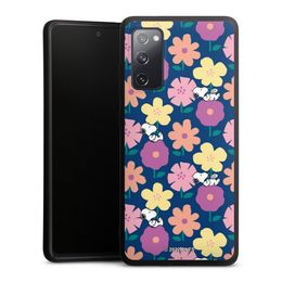 DeinDesign Galaxy S20 FE Handy Premium Silikon H&uuml;lle Handyh&uuml;lle schwarz Case Flowers Muster Snoopy Silikon Premium Case