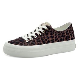 Plateausneaker Tamaris, Damen, Gr. 39, leodruck, Textil, animal-print, sportlich, Schuhe, Freizeitschuh, Halbschuh, Schnürschuh mit Logo an der Ferse