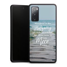 DeinDesign Galaxy S20 FE Handy Premium Silikon H&uuml;lle Handyh&uuml;lle schwarz Case Statement Beach Spruch Silikon Premium Case