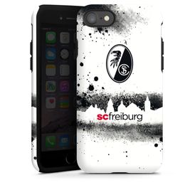 DeinDesign iPhone SE (2022) Handy Panzer Handyh&uuml;lle robuste Outdoor H&uuml;lle Schutzh&uuml;lle matt Logo Sc Freiburg Skyline Tough Case