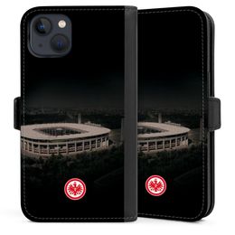 DeinDesign iPhone 13 Handy Klapph&uuml;lle Handyh&uuml;lle aus Kunst Leder schwarz Flip Case Stadium Official Licensed Product Eintracht Frankfurt Sideflip mit Lasche