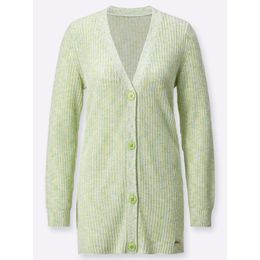WITT Damen Strickjacke in l&auml;ngerer Schnittform, reseda-hellblau, Gr&ouml;&szlig;e 36