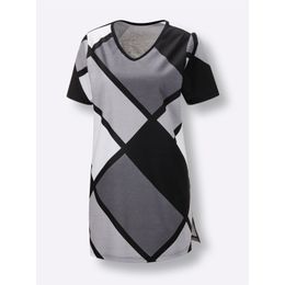 w&auml;schepur w&auml;schepur Damen Caprianzug mit Grafik-Dessin, schwarz-anthrazit-bedruckt, Gr&ouml;&szlig;e 44/46