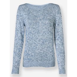 WITT Damen Langarm-Pullover mit Melange-Garn, ecru-jeansblau-meliert, Gr&ouml;&szlig;e 40