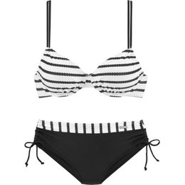 Lascana Damen B&uuml;gel-Bikini, schwarz-wei&szlig;, Gr&ouml;&szlig;e 36C