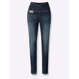 WITT Damen Stretch-Jeans mit &uuml;berlappendem Bund, blue-stone-washed, Gr&ouml;&szlig;e 54