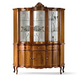 Pharao24.de Esszimmervitrinenschrank in Nussbaumfarben Barockstil