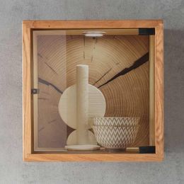 Pharao24.de Wandschrank mit Glastür aus Wildeiche Massivholz 34 cm breit