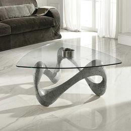 Pharao24.de Glas Couchtisch in Grau Stein