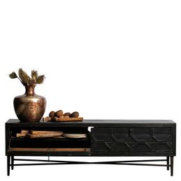 Pharao24.de Vintage Lowboard in Dunkelbraun und Schwarz 160 cm breit