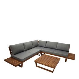 Pharao24.de Lounge Sitzgruppe Garten aus Akazie Massivholz Polsterauflagen (vierteilig)