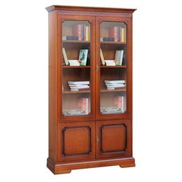 Pharao24.de Bücherschrank mit Glastüren im klassischen Stil Nussbaumfarben