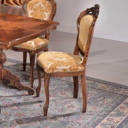 Pharao24.de Design Esszimmerstuhl in Goldfarben gemustert Barock Look