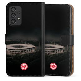 DeinDesign Galaxy A33 5G Handy Klapph&uuml;lle Handyh&uuml;lle aus Kunst Leder schwarz Flip Case Eintracht Frankfurt Official Licensed Product Stadium Sideflip mit langer 
