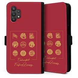 DeinDesign Galaxy A32 5G Handy Klapph&uuml;lle Handyh&uuml;lle aus Kunst Leder schwarz Flip Case Merchandise Fc Bayern M&uuml;nchen Fcb 125 Jahre Sideflip mit langer Lasche