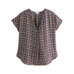 next Bluse Damen Gr&ouml;&szlig;e 7XL navy / braun / wei&szlig;