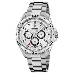 Multifunktionsuhr Festina, silber (silberfarben, silberfarben, schwarz), Armbanduhren, Herren, Armbanduhr, Quarzuhr, Herrenuhr, Edelstahlarmband,bis 10bar wasserd.