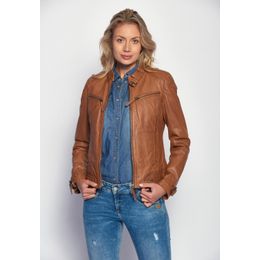 Lederjacke Maze "31Ryana", Damen, Gr. L, braun (cognac), Obermaterial: 100% Lammleder; Futter: 100% Baumwolle; &Auml;rmelfutter: 100% Polyester, Jacken