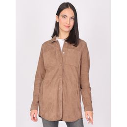 Lederjacke Maze "4202172", Damen, Gr. S, grau (taupe), Obermaterial: 100% Ziegenveloursleder; Innenfutter: 100% Baumwolle, Jacken