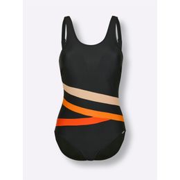 WITT Damen Badeanzug, schwarz-papaya, Gr&ouml;&szlig;e 46E