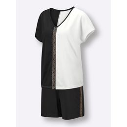 w&auml;schepur w&auml;schepur Damen Shorty im Colourblocking-Dessin, ecru-schwarz, Gr&ouml;&szlig;e 40/42