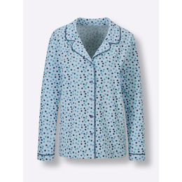 w&auml;schepur w&auml;schepur Damen Pyjama aus Flanell, hellblau-ozean-getupft, Gr&ouml;&szlig;e 36/38