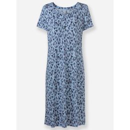 WITT Damen Jerseykleid in leichter A-Form, hellblau-jeansblau-bedruckt, Gr&ouml;&szlig;e 19
