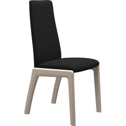 Polsterstuhl stressless "Laurel", braun (chestnut dinamica, eiche gekalkt), B:57cm H:92cm T:59cm, Microfaser DINAMICA (88% Polyester, 12% Polyurethan), Stühle, Low Back, Größe L, mit abgerundeten Beinen in Eiche gekalkt