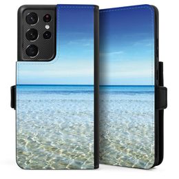 DeinDesign Galaxy S21 Ultra 5G Handy Klapph&uuml;lle Handyh&uuml;lle aus Kunst Leder schwarz Flip Case Urlaub Sky Ocean Sideflip mit Lasche