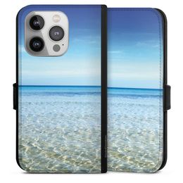 DeinDesign iPhone 14 Pro Handy Klapph&uuml;lle Handyh&uuml;lle aus Kunst Leder schwarz Flip Case Urlaub Sky Ocean Sideflip mit langer Lasche