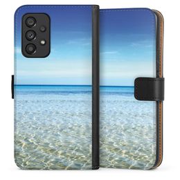 DeinDesign Galaxy A53 5G Handy Klapph&uuml;lle Handyh&uuml;lle aus Kunst Leder schwarz Flip Case Sky Ocean Urlaub Sideflip mit langer Lasche
